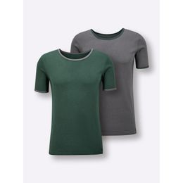 w&auml;schepur Unterziehshirt W&Auml;SCHEPUR, Damen, Gr. 6, 2 Stk., Normalgr&ouml;&szlig;en, anthrazit, moos, 100% Baumwolle, Rundhals, Unterhemden