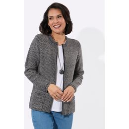 Strickjacke Casual Looks, Damen, Gr. 52, grau (steingrau, anthrazit, gemustert), 60% Polyacryl, 40% Baumwolle, bedruckt, gemustert, mehrfarbig, Strickjacken Strickjacke