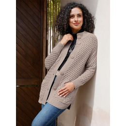 Longstrickjacke Inspirationen, Damen, Gr. 36, sesam, 50% Baumwolle, 50% Polyacryl, unifarben, Strickjacken Longstrickjacke