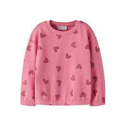 Sweatshirt name it "NMFVILUBA LS NREG SWEAT UNB", M&auml;dchen, Gr. 104, flowering ginger aop:glitter hearts, Sweatware, Obermaterial: 100% Baumwolle, bedruckt, regular fit normal, Rundhals, elastischer Bund, Sweatshirts Sweatshirt, Baumwolle, regular fit