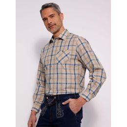 Karohemd CLASSIC, Herren, Gr. 39/40, Normalgr&ouml;&szlig;en, beige, jeansblau, kariert, 50% Baumwolle, 50% Polyester, gemustert, kariert, mehrfarbig, gerade, Hemden Karohemd