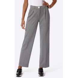 CR&Eacute;ATION L Bundfaltenhose CREATION L, Damen, Gr. 50, Normalgr&ouml;&szlig;en, grau, anthrazit, gemustert, 54% Polyester, 44% Modal, 2% Elasthan, gemustert, Hosen