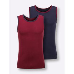 w&auml;schepur Unterhemd W&Auml;SCHEPUR, Herren, Gr. 6, 2 Stk., Normalgr&ouml;&szlig;en, marine, dunkelrot, 100% Baumwolle, Rundhals, Unterhemden Unterhemd