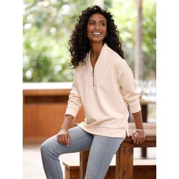 Sweatshirt Heine, Damen, Gr. 48, elfenbein, 83% Polyester, 12% Viskose, 5% Elasthan, unifarben, Sweatshirts Sweatshirt