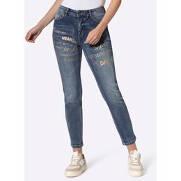 Bequeme Jeans Heine, Damen, Gr. 34, Normalgr&ouml;&szlig;en, blau, stone, washed, 98% Baumwolle, 2% Elasthan, unifarben, lang, Jeans