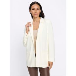 Jerseyblazer Heine "Jersey-Blazer", Damen, Gr. 42, ecru, 55% Viskose, 40% Polyester, 5% Elasthan, Blazer