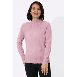 Stehkragenpullover Casual Looks "Stehkragen-Pullover", Damen, Gr. 40, rosa (ros&eacute;), 50% Viskose, 28% Polyester, 22% Polyamid, meliert, unifarben, Pullover Stehkragenpullover