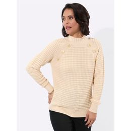Stehkragenpullover Casual Looks "Stehkragen-Pullover", Damen, Gr. 40, elfenbein, 50% Baumwolle, 50% Polyacryl, unifarben, Pullover Stehkragenpullover
