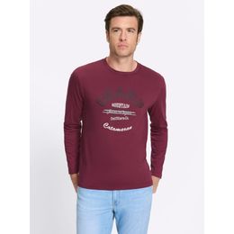 Langarmshirt Catamaran "Langarm-Shirt", Herren, Gr. 56/58, bordeaux, bedruckt, 70% Polyester, 30% Baumwolle, bedruckt, gemustert, unifarben, Rundhals, Shirts Langarmshirt