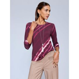 CR&Eacute;ATION L 3/4-Arm-Shirt CREATION L "Shirt", Damen, Gr. 36, burgund, bordeaux, bedruckt, 95% Viskose, 5% Elasthan, gemustert, Rundhals, Shirts 3/4-Arm-Shirt