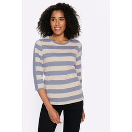 3/4-Arm-Shirt Classic Basics "3/4-Arm-Shirt", Damen, Gr. 38, taubenblau, elfenbein, gestreift, 100% Baumwolle, gemustert, gestreift, Rundhals, Shirts 3/4-Arm-Shirt