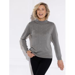 Stehkragenpullover Classic Basics "Pullover", Damen, Gr. 42, grau, 100% Polyacryl, unifarben, Pullover Stehkragenpullover