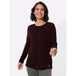 Langarmshirt Casual Looks "Rundhals-Shirt", Damen, Gr. 54, bordeaux, meliert, 50% Viskose, 45% Polyester, 5% Elasthan, meliert, Rundhals, Shirts Langarmshirt