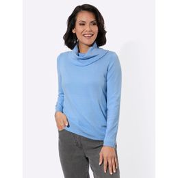 Rollkragenpullover Casual Looks "Rollkragen-Pullover", Damen, Gr. 50, himmelblau, 50% Viskose, 25% Polyester, 25% Polyamid, unifarben, Pullover Rollkragenpullover