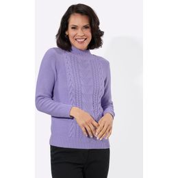 Stehkragenpullover Casual Looks "Stehkragen-Pullover", Damen, Gr. 36, lavendel, 100% Baumwolle, unifarben, Pullover Stehkragenpullover