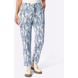 Sweathose Inspirationen, Damen, Gr. 40, Normalgr&ouml;&szlig;en, rauchblau, taubenblau, gemustert, 50% Baumwolle, 50% Polyester, gemustert, Hosen Sweathose