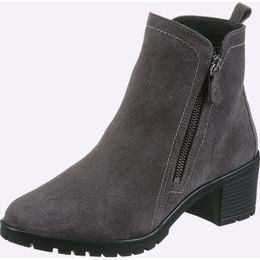 Stiefelette Heine, Damen, Gr. 35, grau, Leder, Rindsleder, Veloursleder, Schuhe Stiefelette