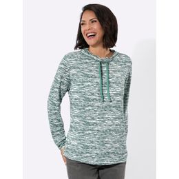 Stehkragenshirt Casual Looks "Winter-Shirt", Damen, Gr. 44, jade, bedruckt, 95% Polyester, 5% Elasthan, gemustert, Shirts Stehkragenshirt
