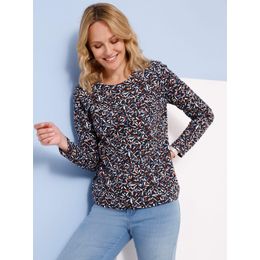 Langarmshirt Classic Basics "Shirt", Damen, Gr. 44, bunt (schwarz, rostrot, bedruckt), 100% Baumwolle, gemustert, mehrfarbig, Rundhals, Shirts Langarmshirt