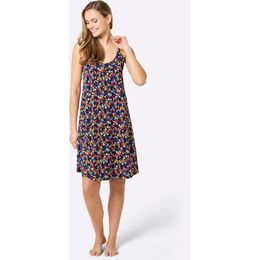 Sommerkleid feel good "Sommerkleid", Damen, Gr. 36/38, Normalgr&ouml;&szlig;en, marine, bedruckt, 100% Baumwolle, gebl&uuml;mt, gemustert, mehrfarbig, kurz, Rundhals, Kleider Sommerkleid