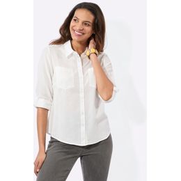Flanellbluse Casual Looks, Damen, Gr. 38, ecru, 100% Baumwolle, unifarben, Blusen