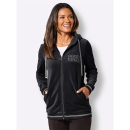 Langjacke feel good, Damen, Gr. 36/38, schwarz, 80% Baumwolle, 20% Polyester, unifarben, Jacken Langjacke