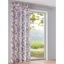Gardine HEINE HOME Gr. 3, natur, violett, B:135cm H:225cm, Leinen, Polyester, Gardinen, Gardine