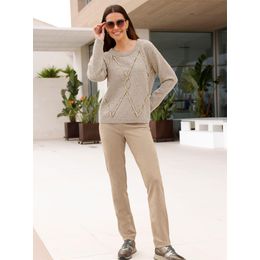 Strickpullover Heine "Pullover", Damen, Gr. 36, ecru, beige, meliert, 90% Polyester, 8% Wolle, 2% Elasthan, unifarben, Pullover Strickpullover