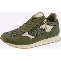 Sneaker Heine, Damen, Gr. 36, khaki, goldfarben, Synthetik, Textil, Schuhe Sneaker