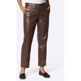 Lederimitathose Inspirationen, Damen, Gr. 40, Normalgr&ouml;&szlig;en, schoko, 100% Polyester, unifarben, Hosen