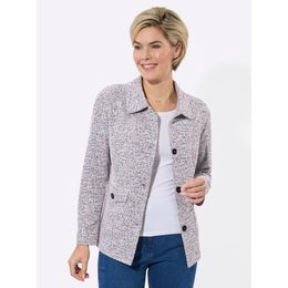 Shirtjacke Classic Basics "Boucl&eacute;-Jacke", Damen, Gr. 42, marine, bordeaux, gemustert, 98% Polyester, 2% Elasthan, gemustert, mehrfarbig, Shirts Shirtjacke