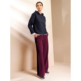 Sweatshirt Heine, Damen, Gr. 40, dunkelblau, 95% Baumwolle, 5% Elasthan, Kapuzenfutter:100% Baumwolle, unifarben, V-Ausschnitt, Sweatshirts Sweatshirt