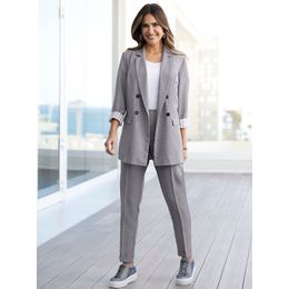 Jackenblazer Classic Basics "Blazer", Damen, Gr. 44, steingrau, meliert, 100% Polyester, Blazer