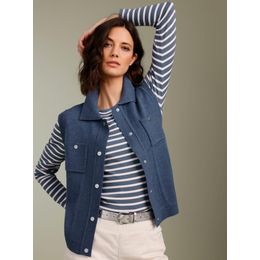 Strickweste CREATION L PREMIUM, Damen, Gr. 36, rauchblau, meliert, 100% Wolle, meliert, unifarben, Westen Strickweste