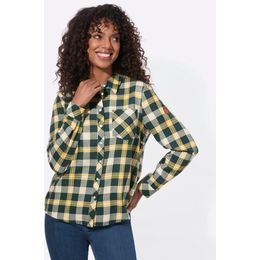 Flanellbluse Casual Looks, Damen, Gr. 36, gr&uuml;n (moos, ecru, kariert), 100% Baumwolle, gemustert, kariert, mehrfarbig, Blusen