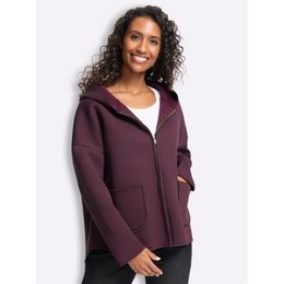 Shirtjacke Heine "Shirtjacke", Damen, Gr. 34, burgund, 98% Polyester, 2% Elasthan, unifarben, Shirts Shirtjacke