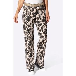 Bootcut-Jeans Inspirationen, Damen, Gr. 40, Normalgr&ouml;&szlig;en, schwarz, elfenbein, bedruckt, 98% Baumwolle, 2% Elasthan, gemustert, mehrfarbig, lang, Jeans