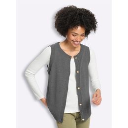 Strickweste Heine, Damen, Gr. 34, grau (grau, meliert), 50% Baumwolle, 50% Polyacryl, unifarben, Westen Strickweste