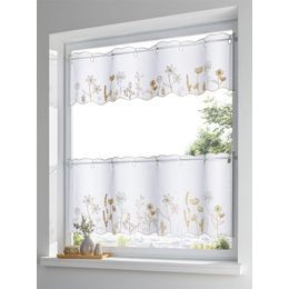 Querbehang HEINE HOME Gr. 6, wei&szlig;, beige, B:120cm H:60cm, Polyester, Gardinen