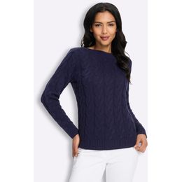 Strickpullover Classic Basics "Pullover", Damen, Gr. 44, marine, 100% Polyacryl, unifarben, Pullover Strickpullover