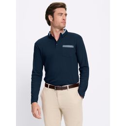 Langarmshirt Marco Donati "Langarm-Shirt", Herren, Gr. 48/50, dunkelblau, 100% Baumwolle, gemustert, kariert, unifarben, Shirts Langarmshirt