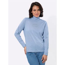 Rollkragenshirt Casual Looks "Rollkragen-Shirt", Damen, Gr. 42, eisblau, 95% Baumwolle, 5% Elasthan, unifarben, Shirts