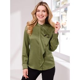 Klassische Bluse, Damen, Gr. 42, oliv, 100% Polyester, unifarben, Blusen Bluse