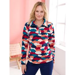Fleeceshirt Classic Basics "Fleece-Shirt", Damen, Gr. 42, marine, dunkelrot, gemustert, 100% Polyester, gemustert, mehrfarbig, Shirts
