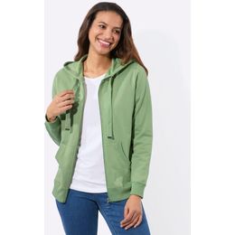 Shirtjacke Casual Looks "Sweatjacke", Damen, Gr. 36, eucalyptus, 100% Baumwolle, unifarben, Shirts Shirtjacke