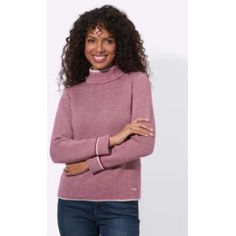Stehkragenpullover Casual Looks "Pullover", Damen, Gr. 38, malve, ecru, meliert, 50% Baumwolle, 50% Polyacryl, gemustert, Pullover Stehkragenpullover