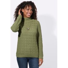 Stehkragenpullover Casual Looks "Stehkragen-Pullover", Damen, Gr. 36, gr&uuml;n (schilf), 50% Baumwolle, 50% Polyacryl, unifarben, Pullover Stehkragenpullover