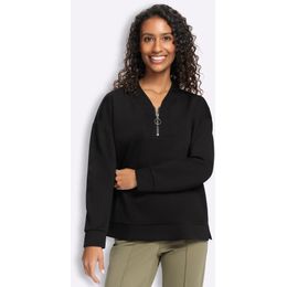 Sweatshirt Heine, Damen, Gr. 34, schwarz, 83% Polyester, 12% Viskose, 5% Elasthan, unifarben, Sweatshirts Sweatshirt