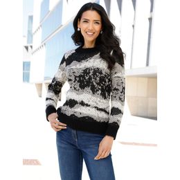 Jacquardpullover Classic Basics "Pullover", Damen, Gr. 38, schwarz, ecru, gemustert, 100% Polyacryl, gemustert, Pullover