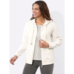 Shirtjacke Casual Looks "Sweatjacke", Damen, Gr. 52, ecru, 100% Baumwolle, unifarben, Shirts Shirtjacke